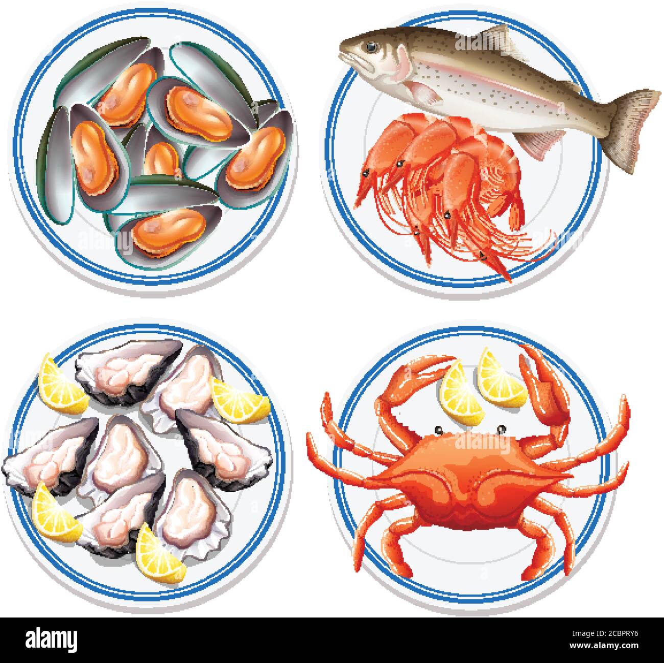Aerial view of food on plate illustration Stock Vector Image & Art - Alamy