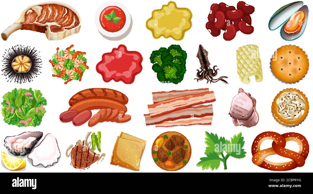 Set of fresh food ingredients illustration Stock Vector Image & Art - Alamy
