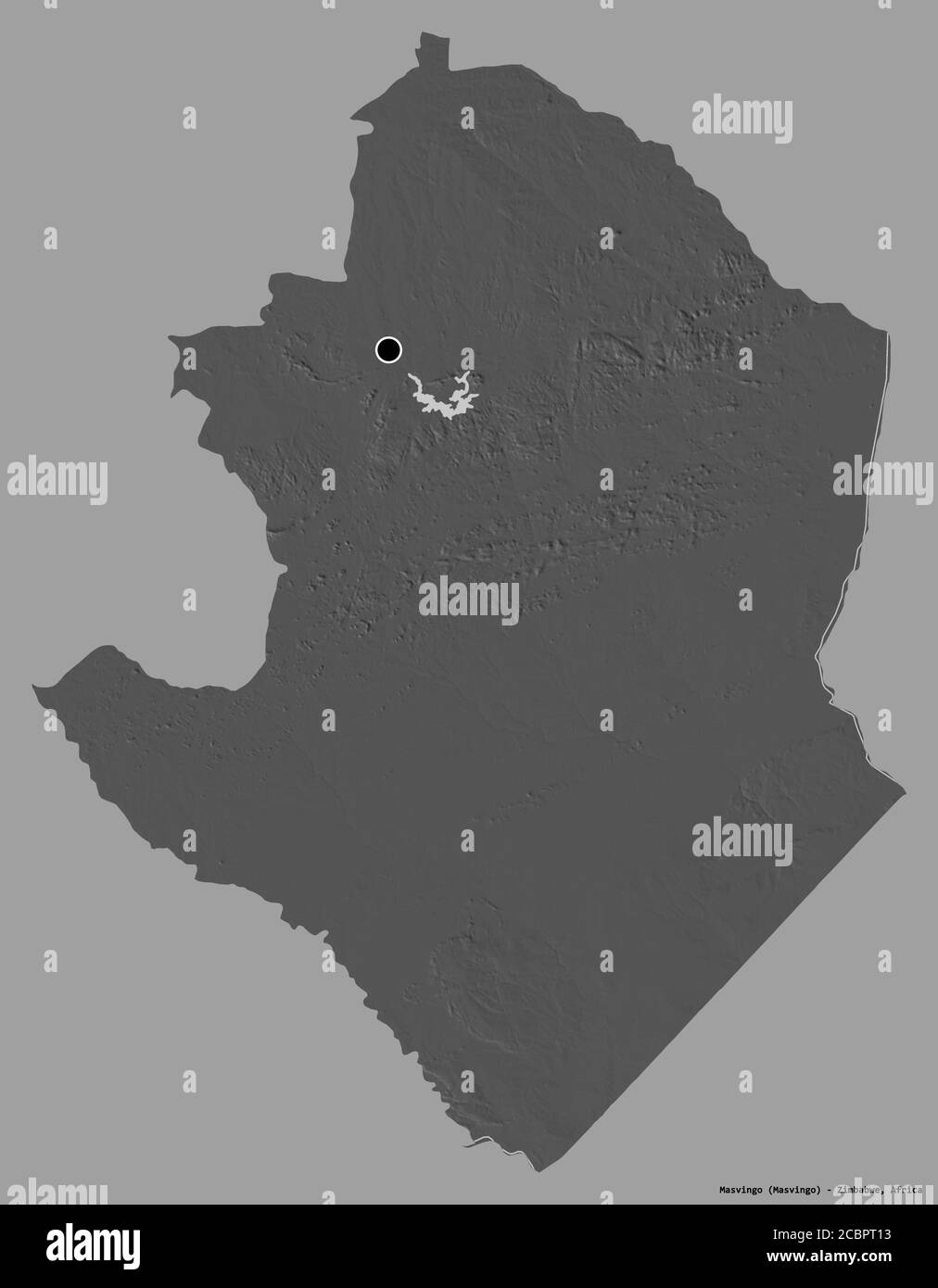 Shape of Masvingo, province of Zimbabwe, with its capital isolated on a ...