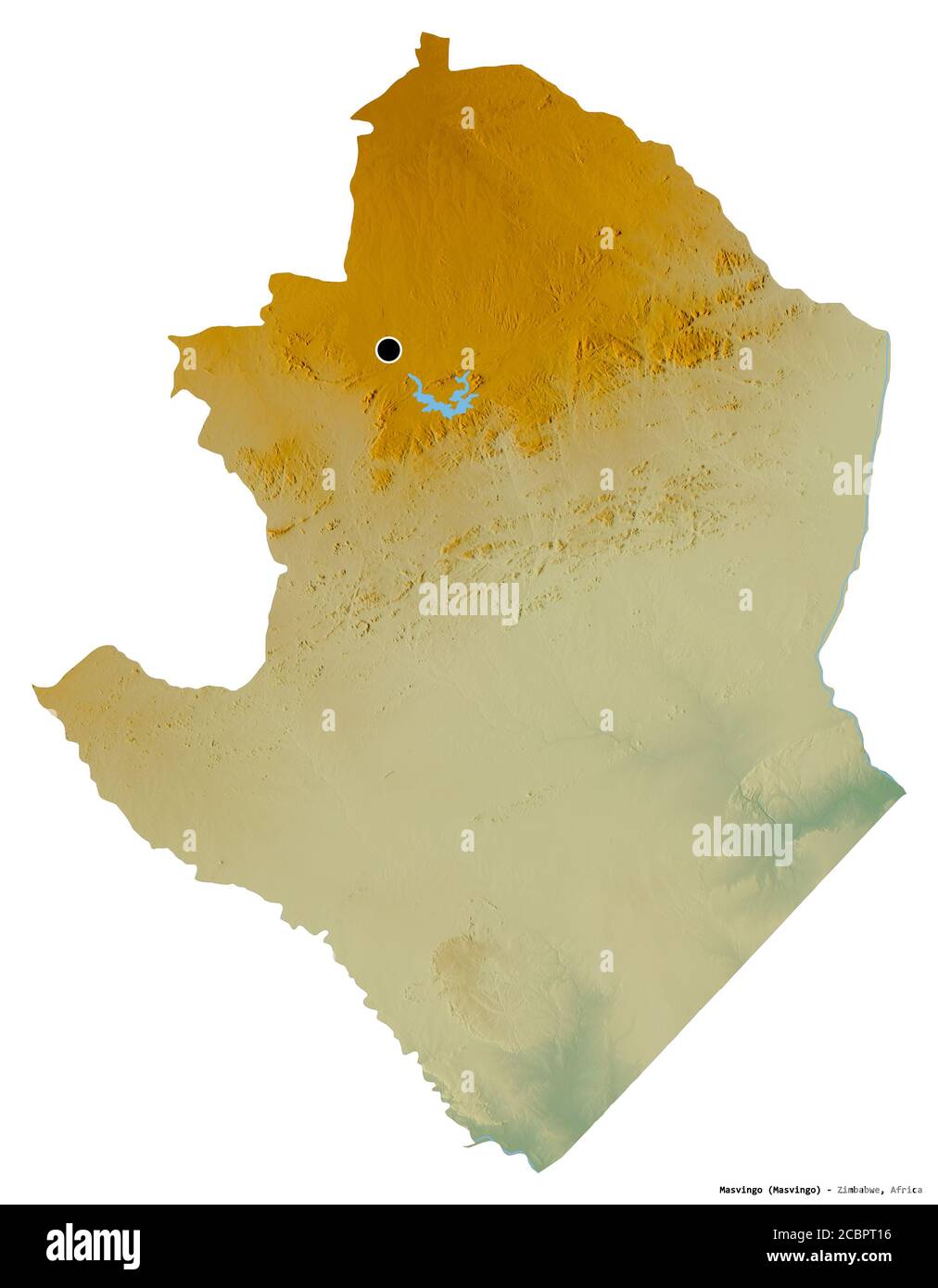 Shape of Masvingo, province of Zimbabwe, with its capital isolated on ...