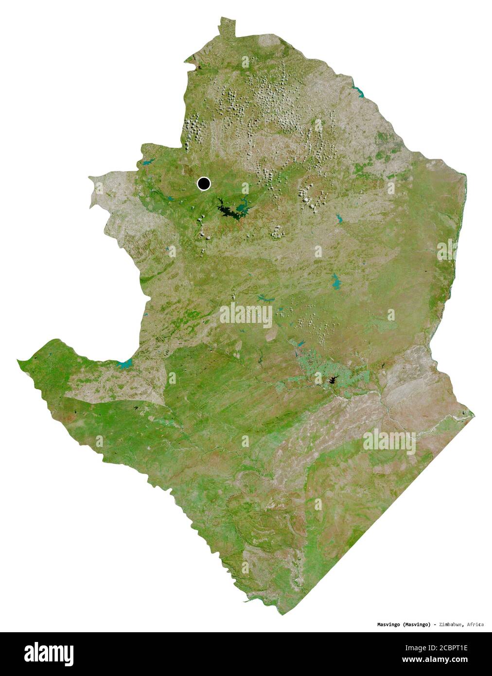 Shape of Masvingo, province of Zimbabwe, with its capital isolated on ...