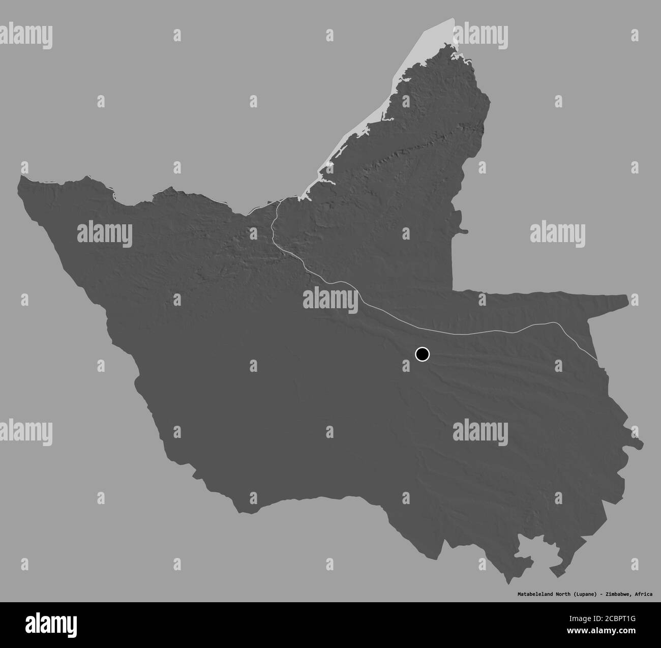 Shape of Matabeleland North, province of Zimbabwe, with its capital ...
