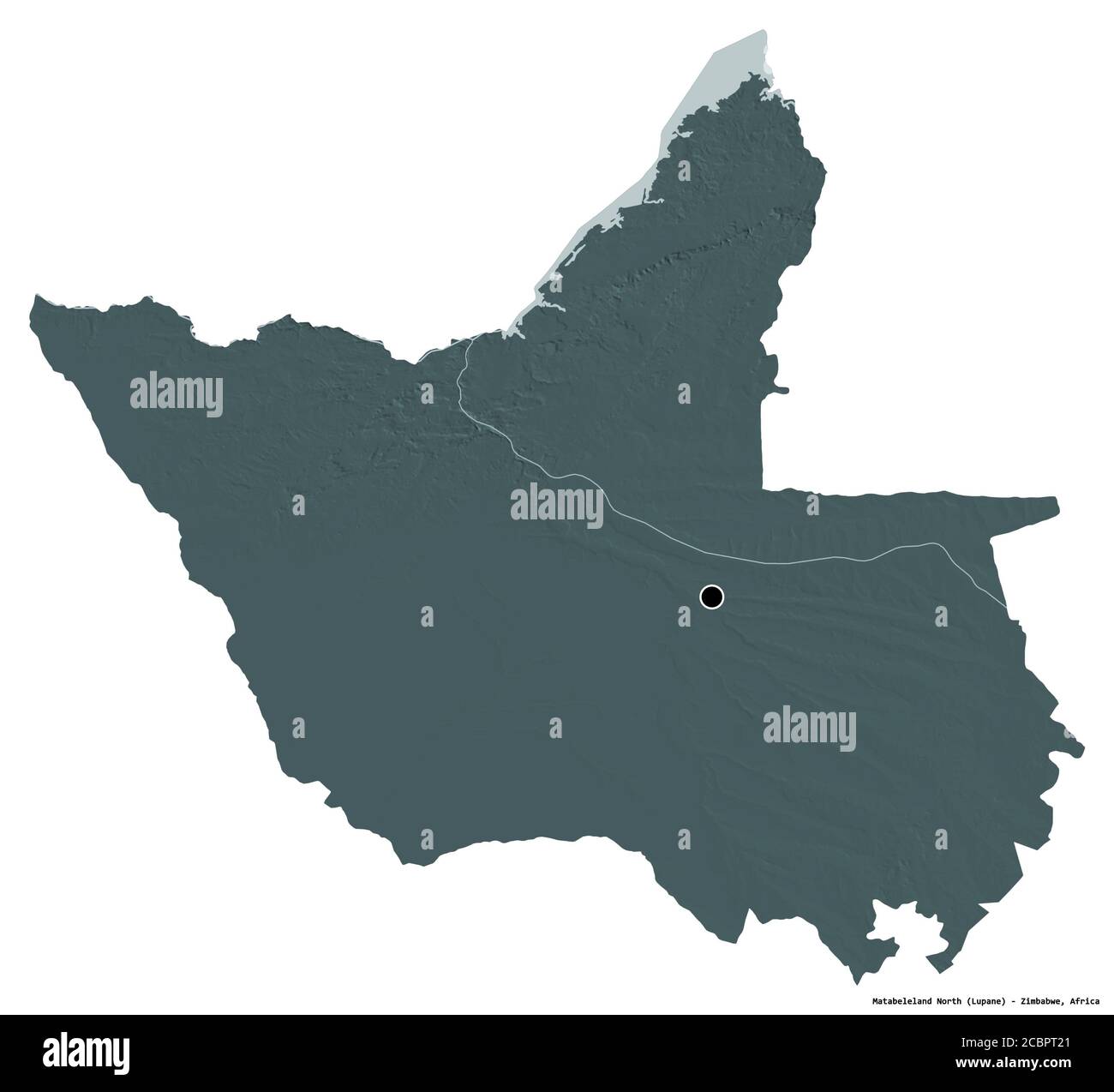 Shape of Matabeleland North, province of Zimbabwe, with its capital ...