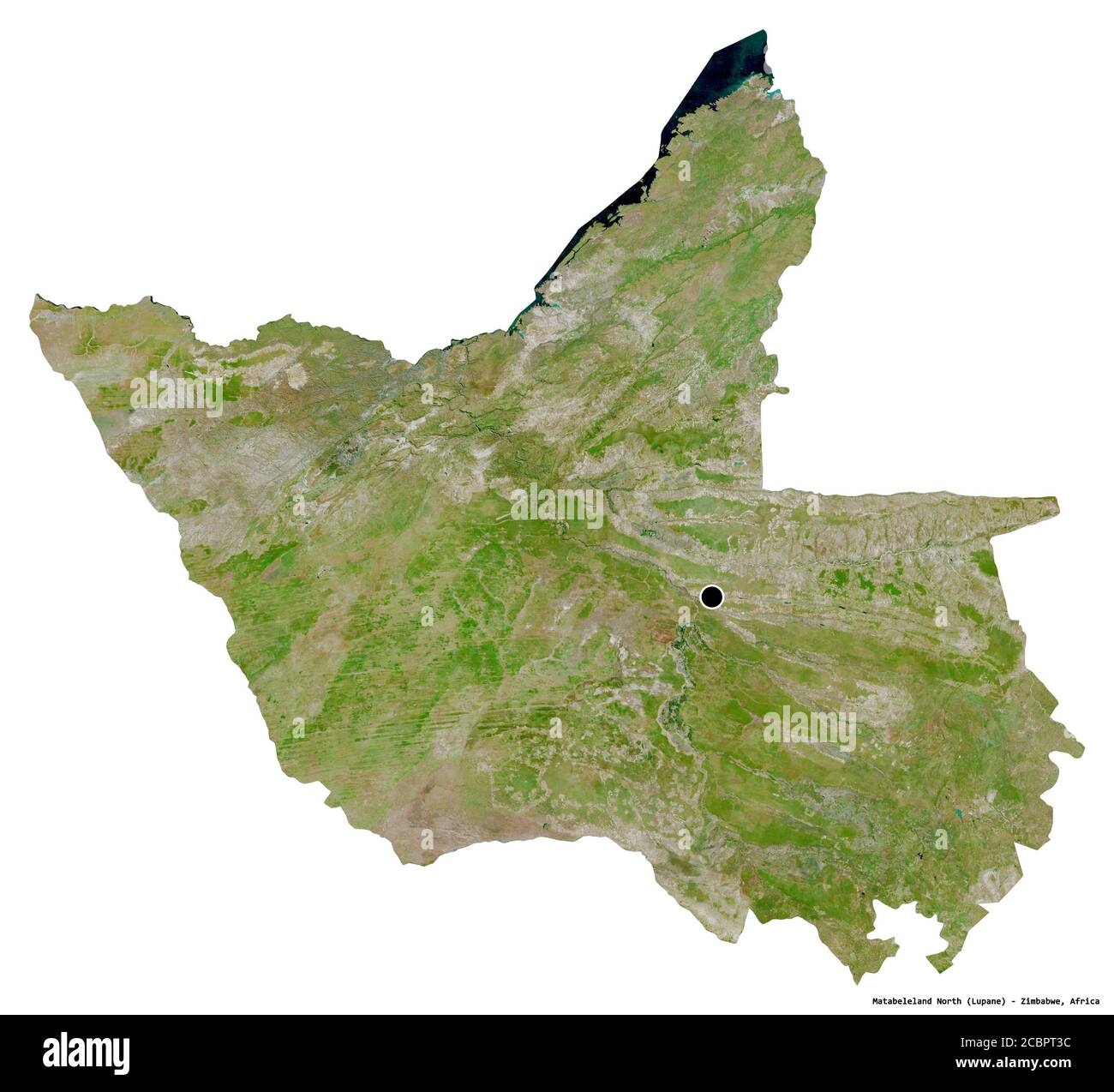 Shape of Matabeleland North, province of Zimbabwe, with its capital ...