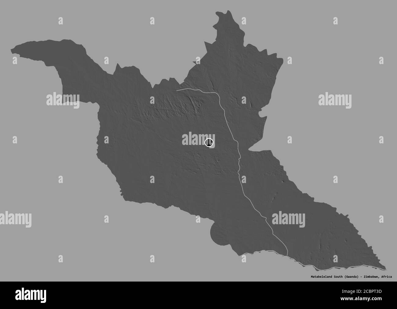 Shape of Matabeleland South, province of Zimbabwe, with its capital ...