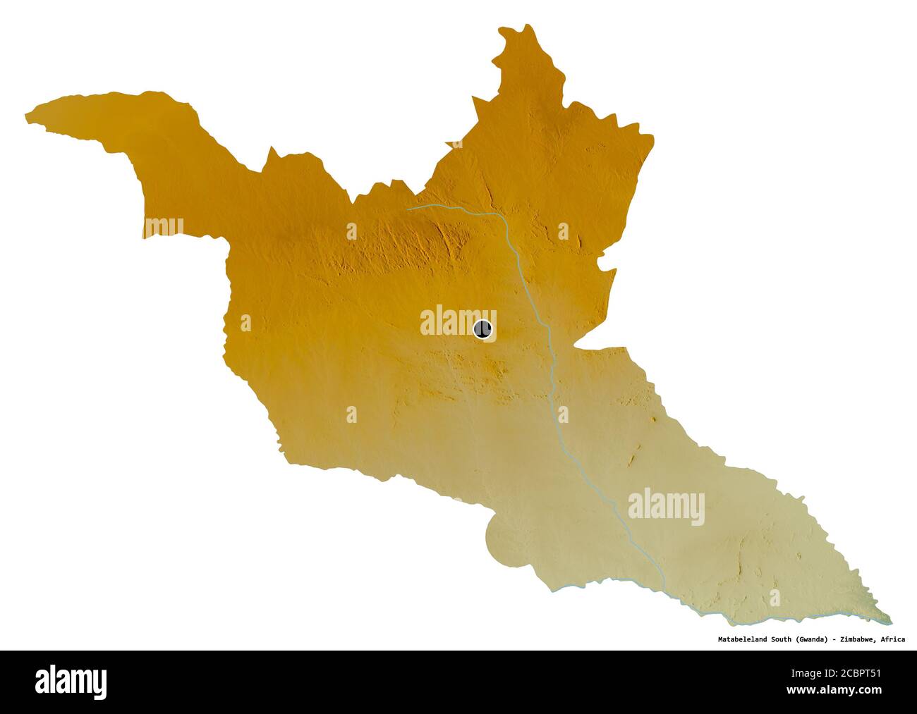 Shape of Matabeleland South, province of Zimbabwe, with its capital ...