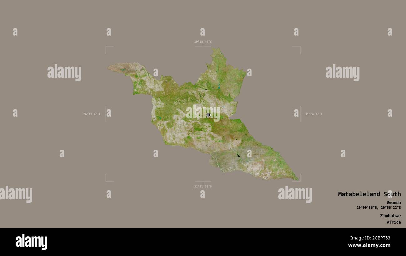 Area of Matabeleland South, province of Zimbabwe, isolated on a solid ...