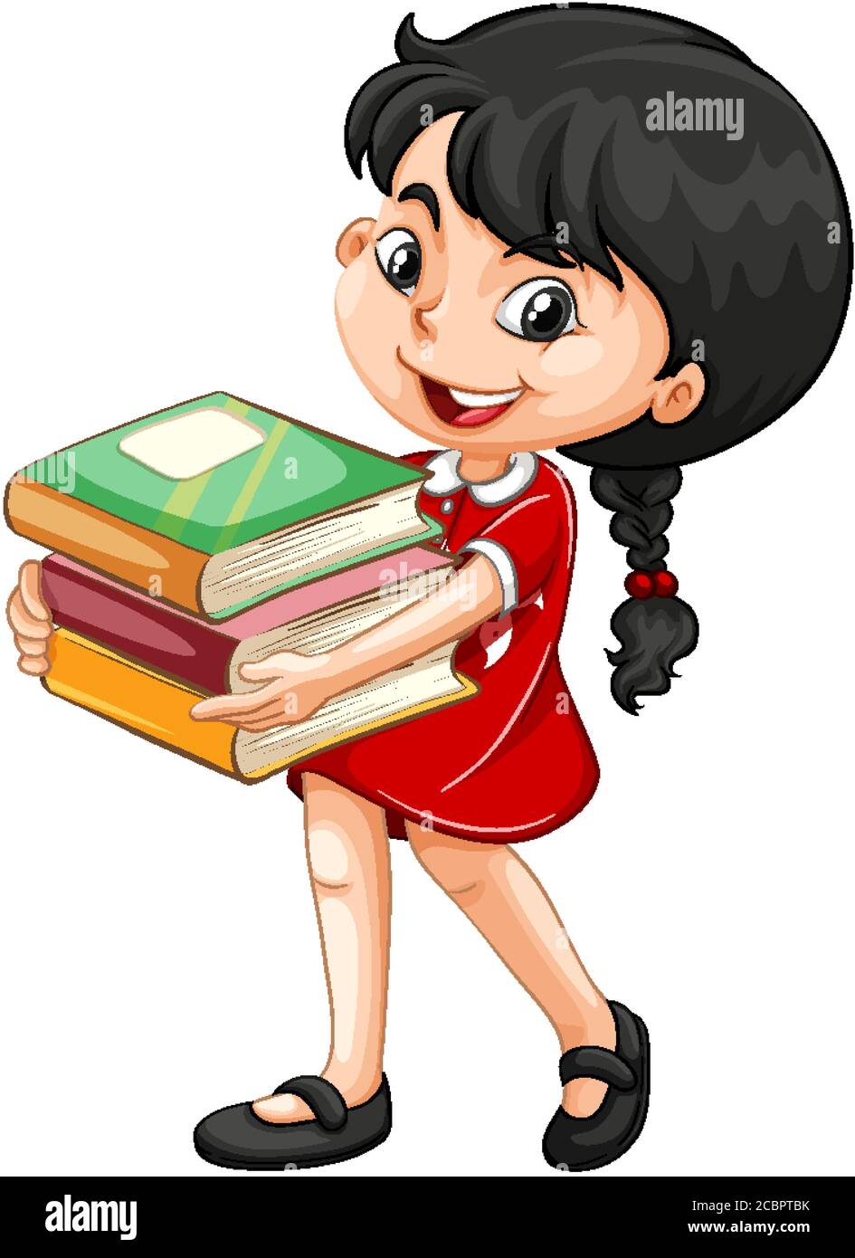 Cute girl holding books illustration Stock Vector Image & Art - Alamy
