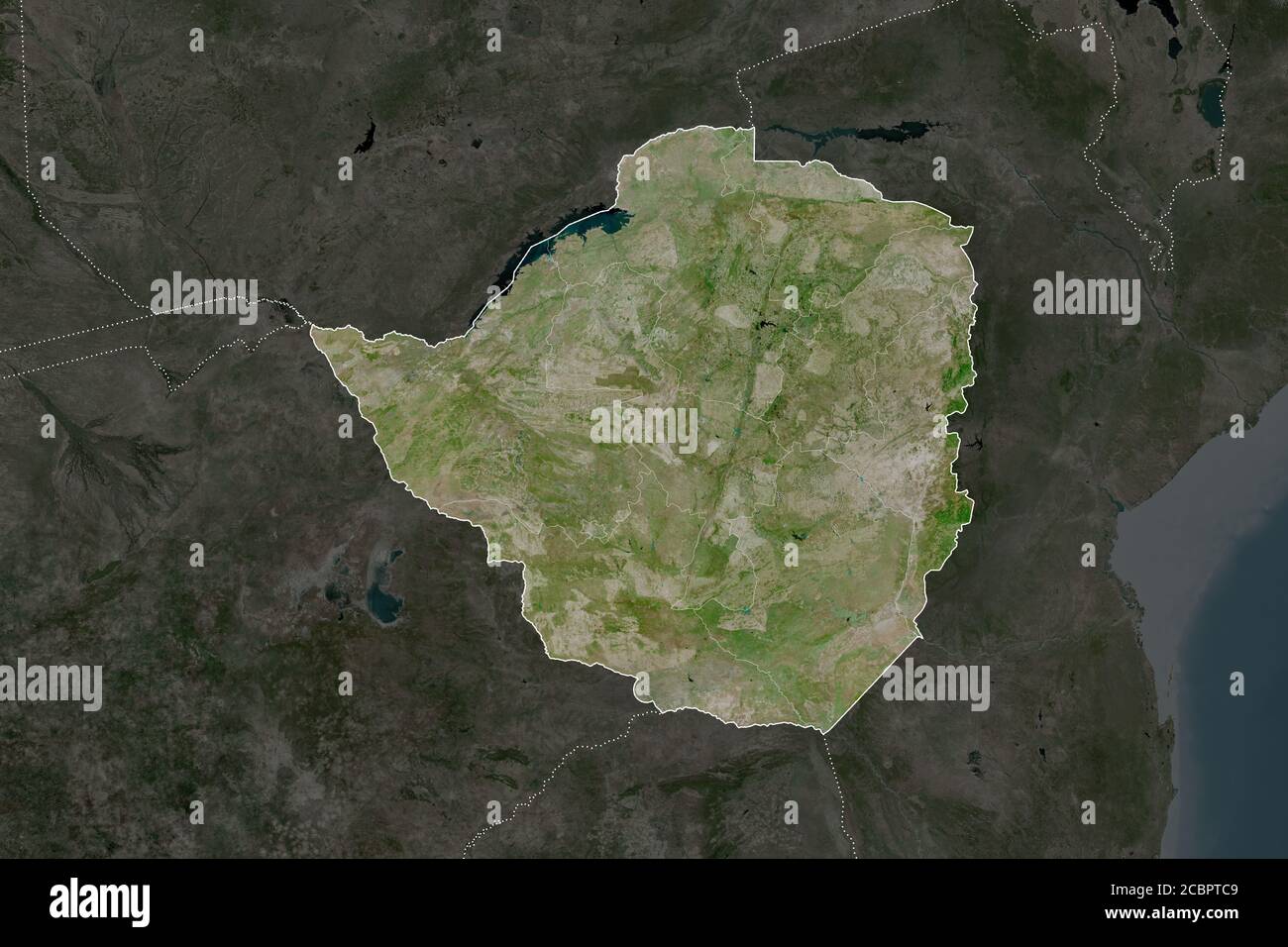 Shape of Zimbabwe separated by the desaturation of neighboring areas ...