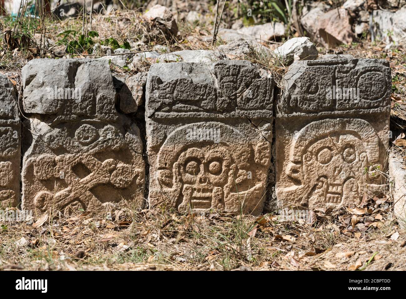 The Cemetery Complex in the ruins of the Mayan city of Uxmal in Yucatan ...