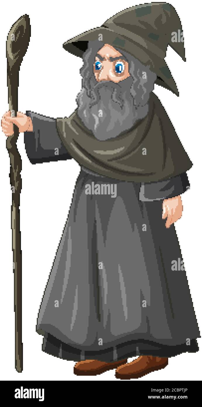Old wisard holding staff illustration Stock Vector Image & Art - Alamy