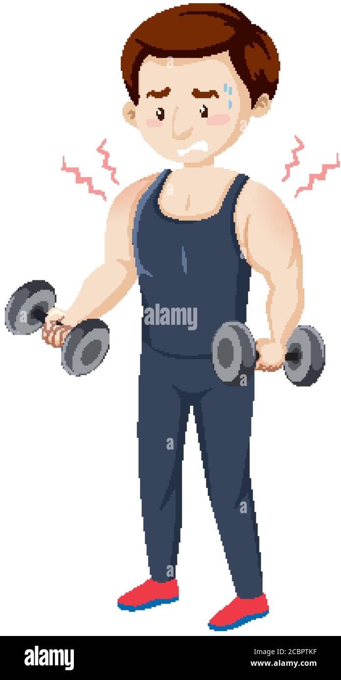 Man having muscle pain from workout illustration Stock Vector Image ...