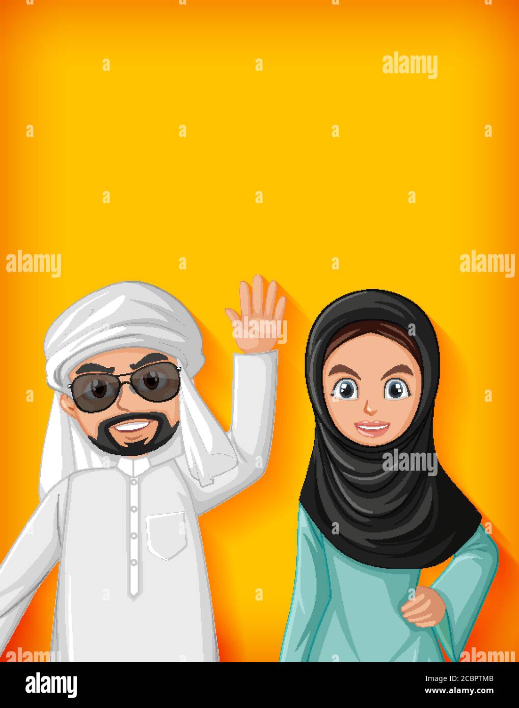 Arabic couple cartoon character illustration Stock Vector Image & Art ...