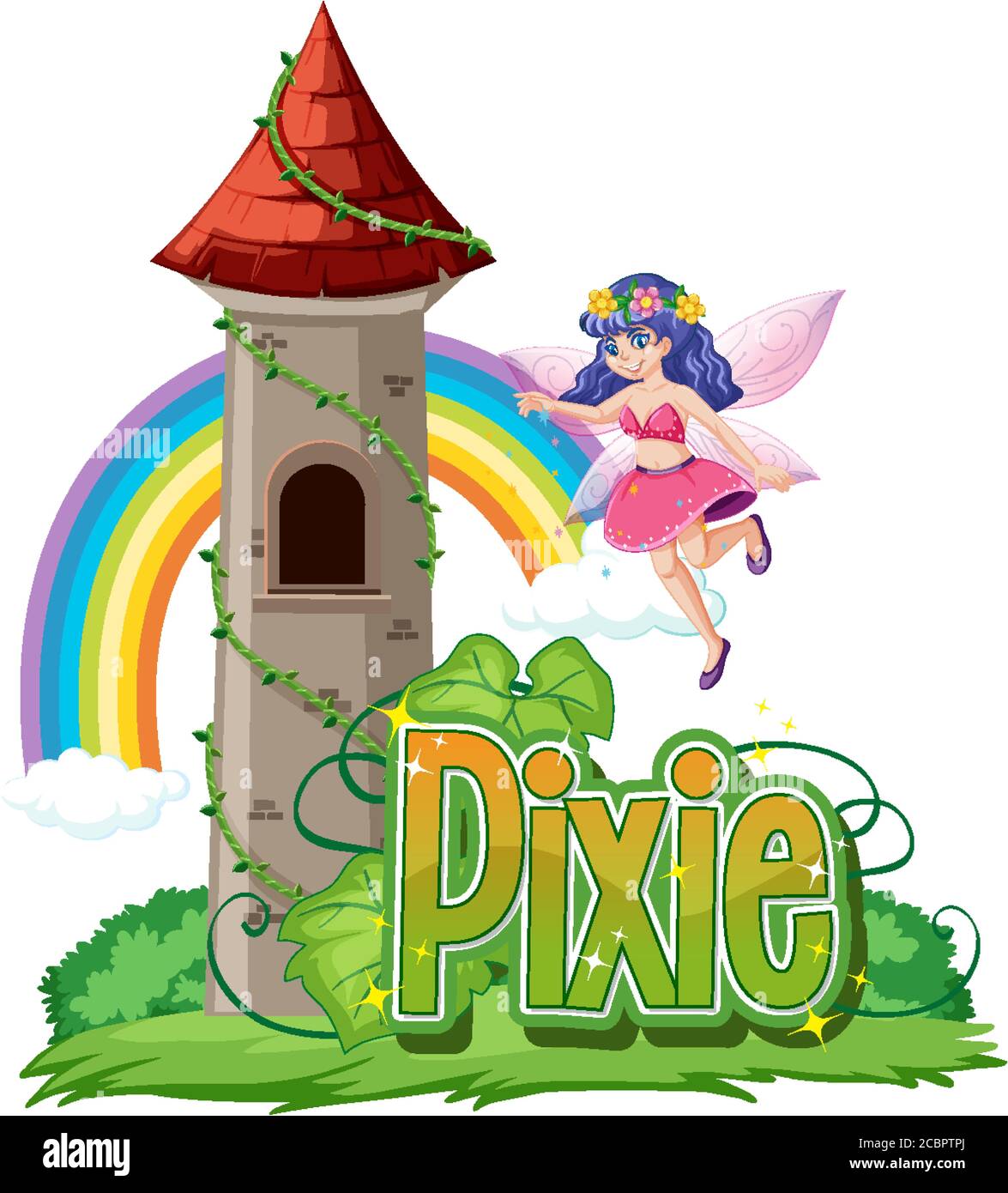 Pixie logo with little fairies on white background illustration Stock ...