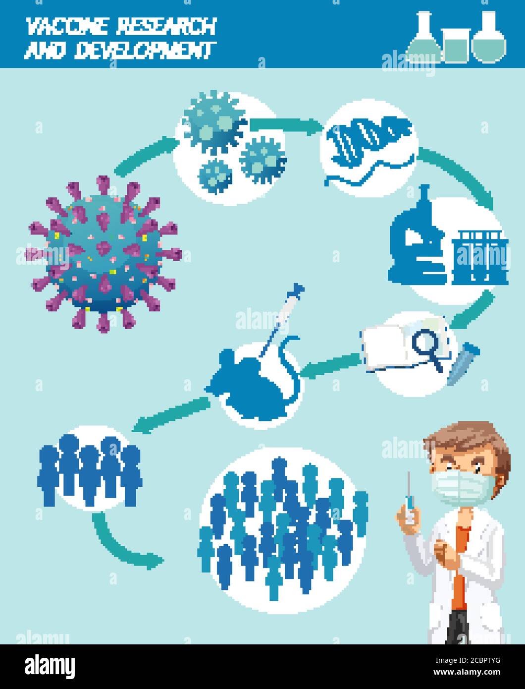Vaccine research and development infographic illustration Stock Vector ...