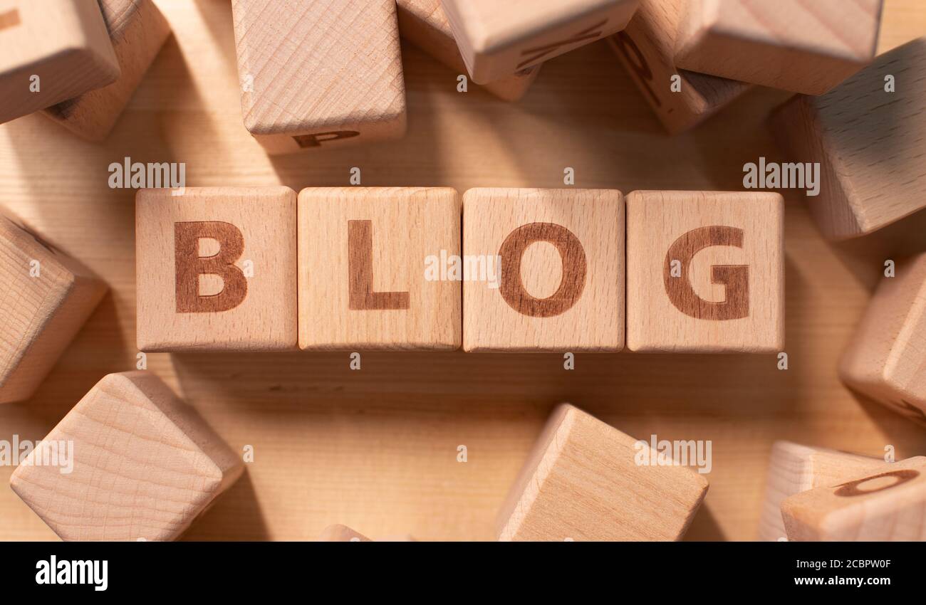 Word blog written with wooden cubes Stock Photo - Alamy