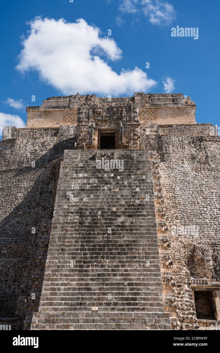 The west facade of the Pyramid of the Magician, also known as the ...