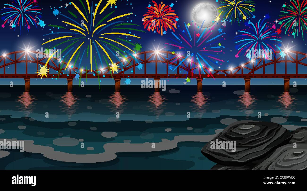 Bridge fireworks Stock Vector Images - Alamy