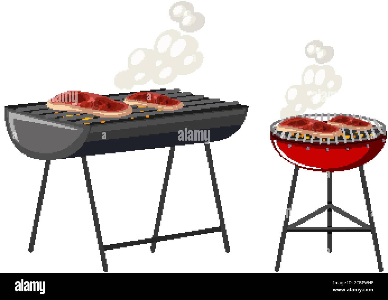 Steaks on gril cartoon character isolated on white background ...