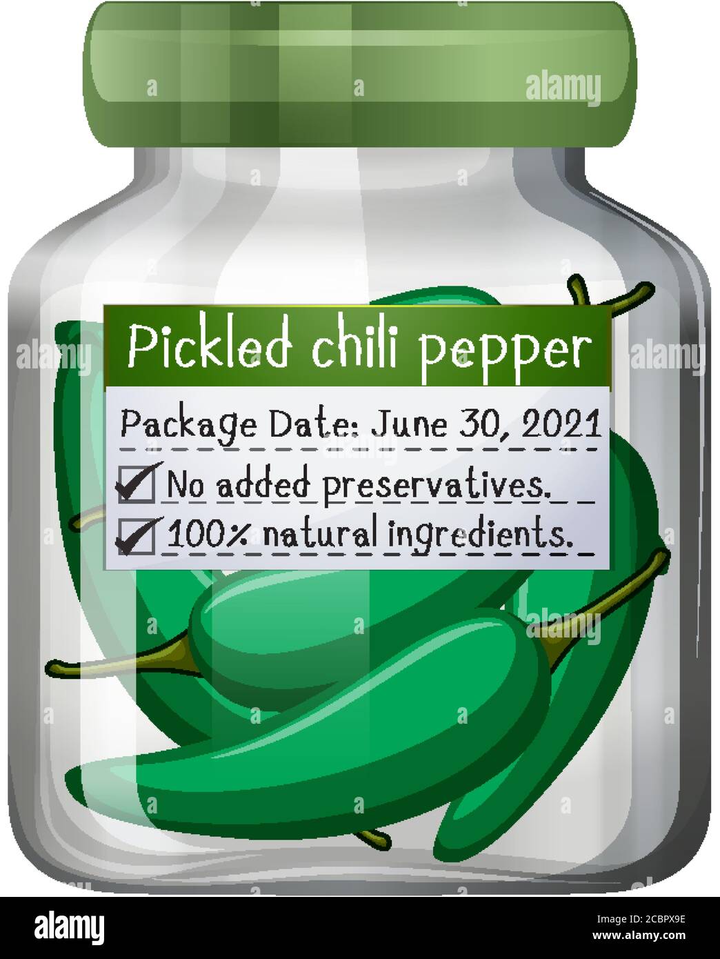 Pickled chilli pepper in glass jar illustration Stock Vector Image ...
