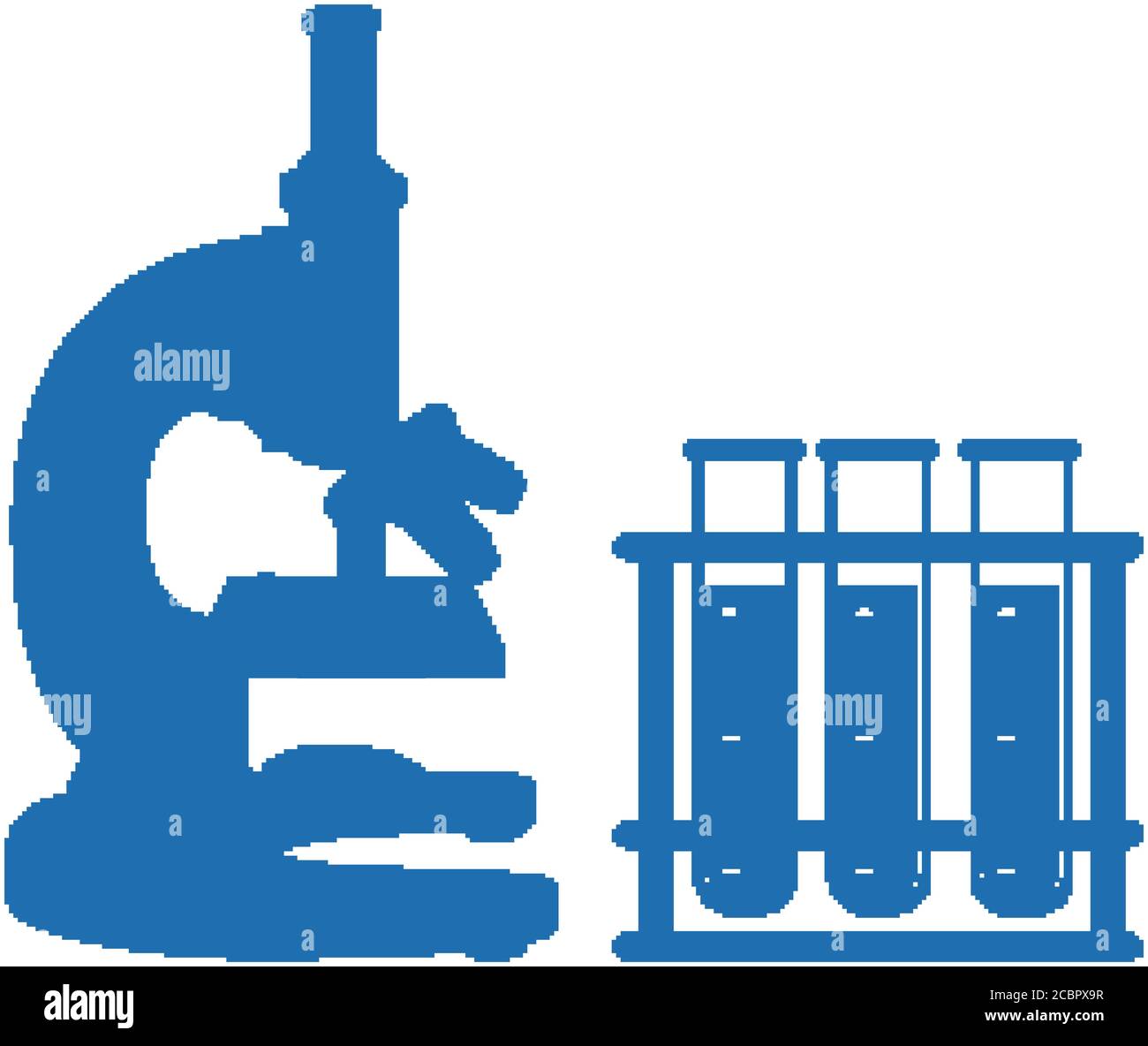 Microscope with laboratory transparent glassware instruments silhouette ...