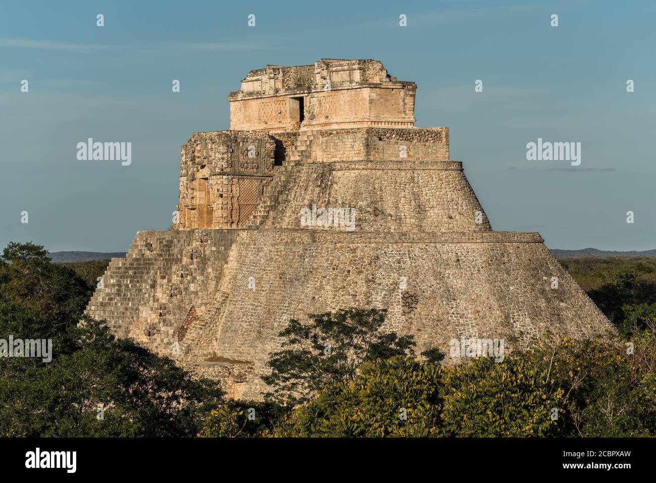The west facade of the Pyramid of the Magician, also known as the ...