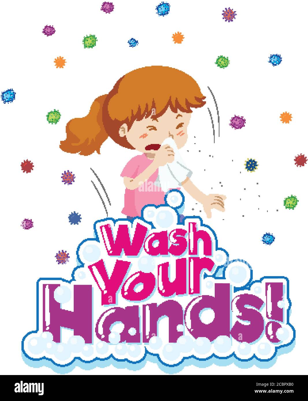 Coronavirus theme poster design with word wash your hands illustration ...