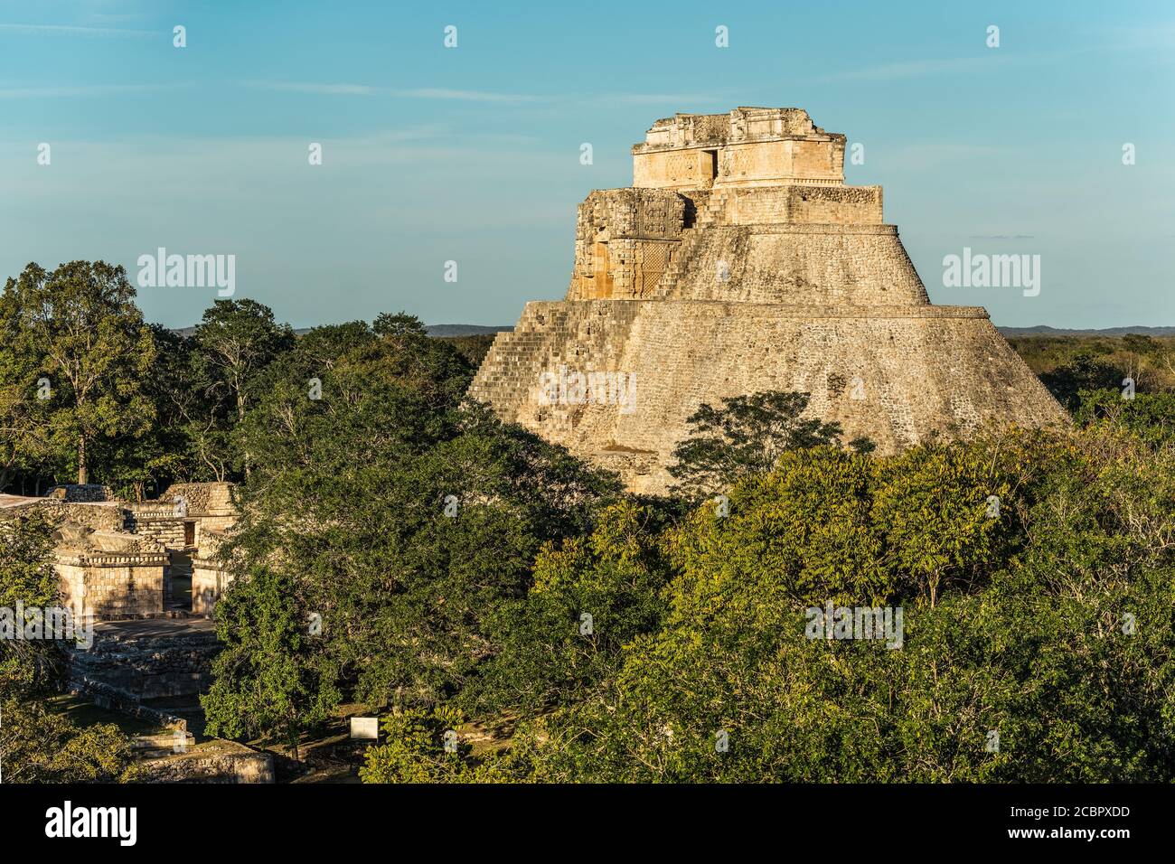 The west facade of the Pyramid of the Magician, also known as the ...