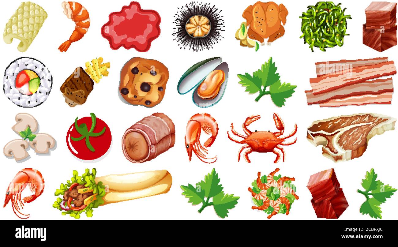 Set of fresh food ingredients illustration Stock Vector Image & Art - Alamy