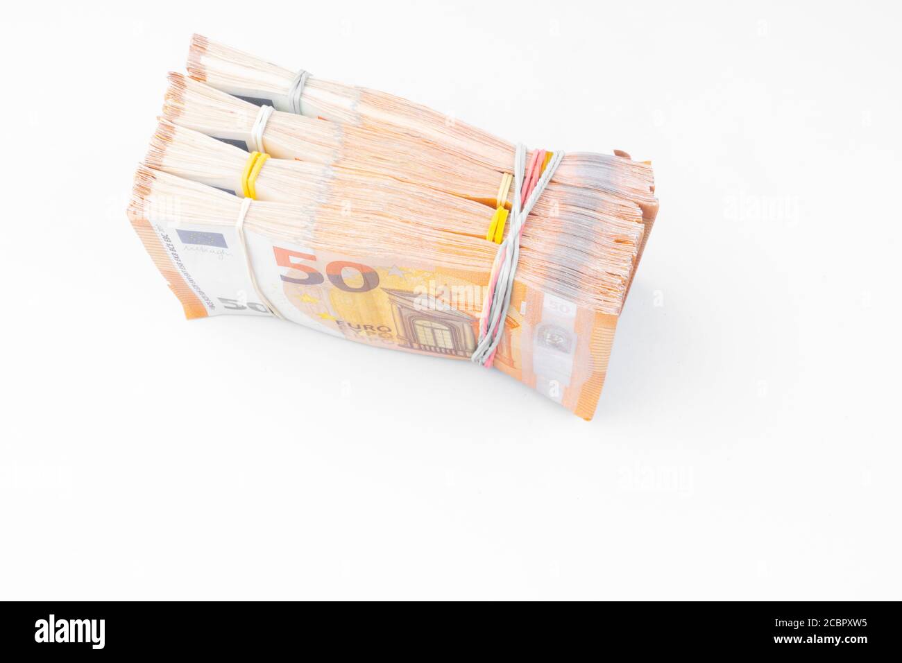 stack of euros banknotes, Money big wad packs Stock Photo - Alamy