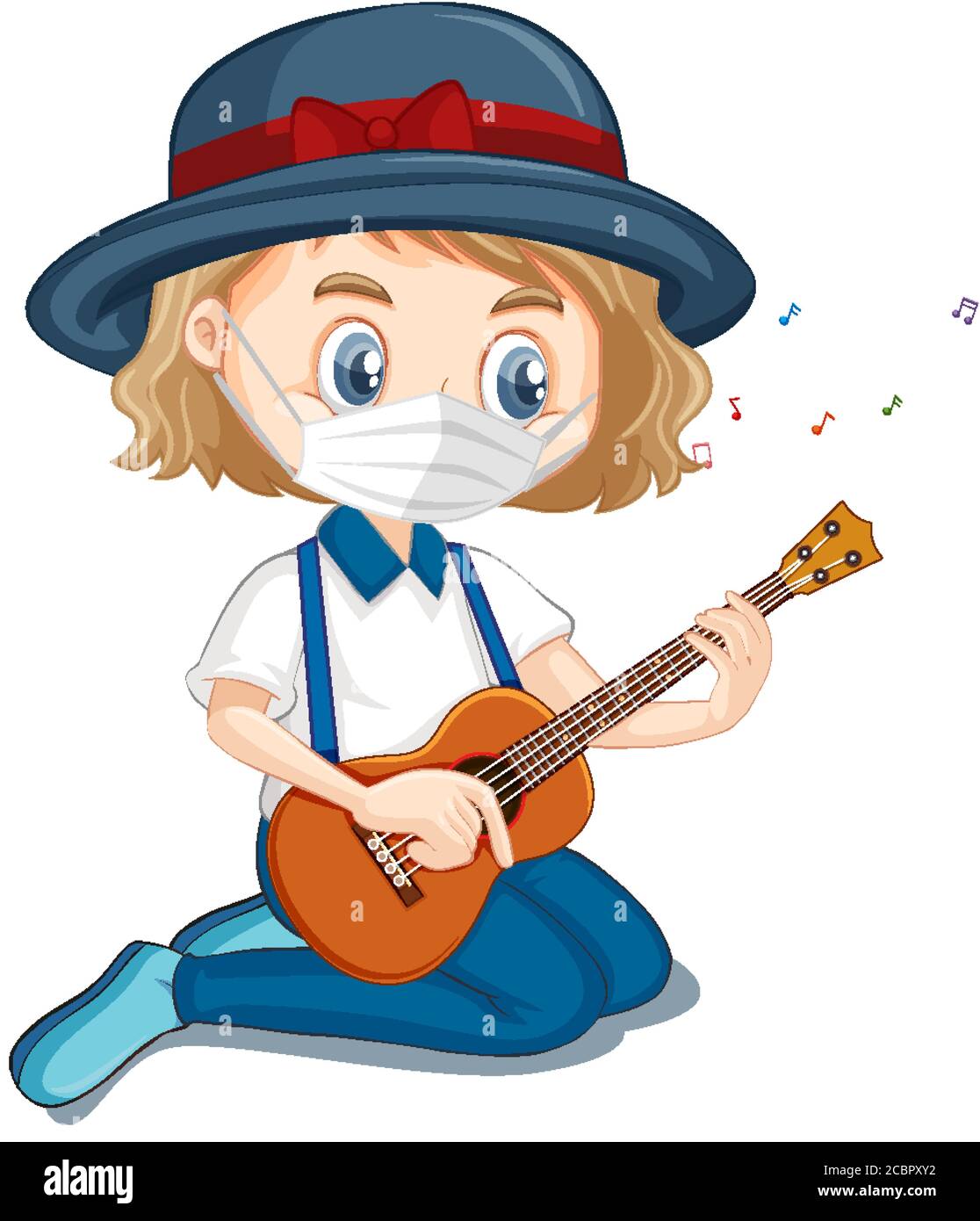Girl wearing mask playing guitar illustration Stock Vector Image & Art ...