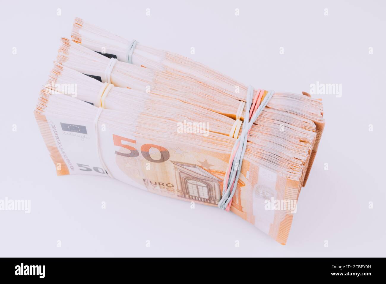 stack of euros banknotes, Money big wad packs Stock Photo - Alamy