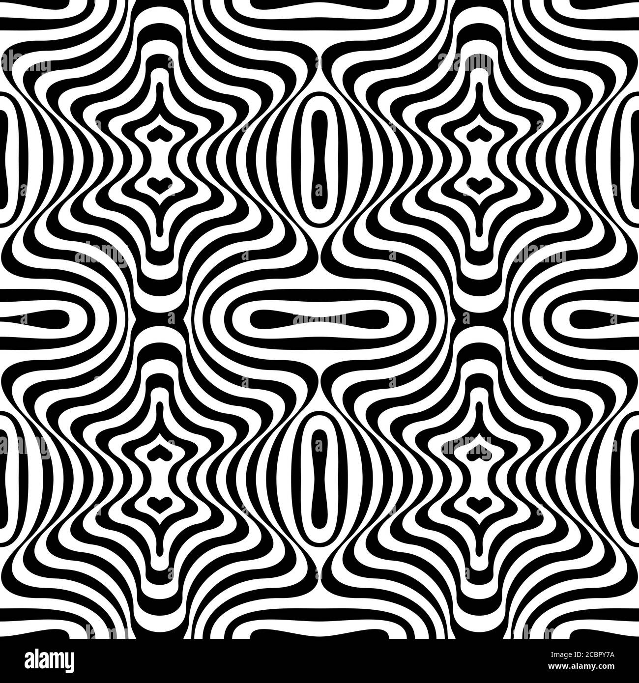 Black and white opt art seamless pattern. Abstract geometric striped ...