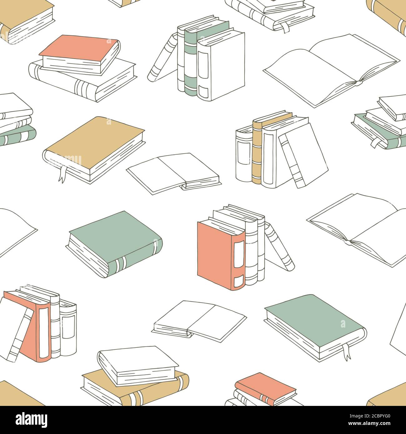 Books graphic color seamless pattern background sketch illustration ...