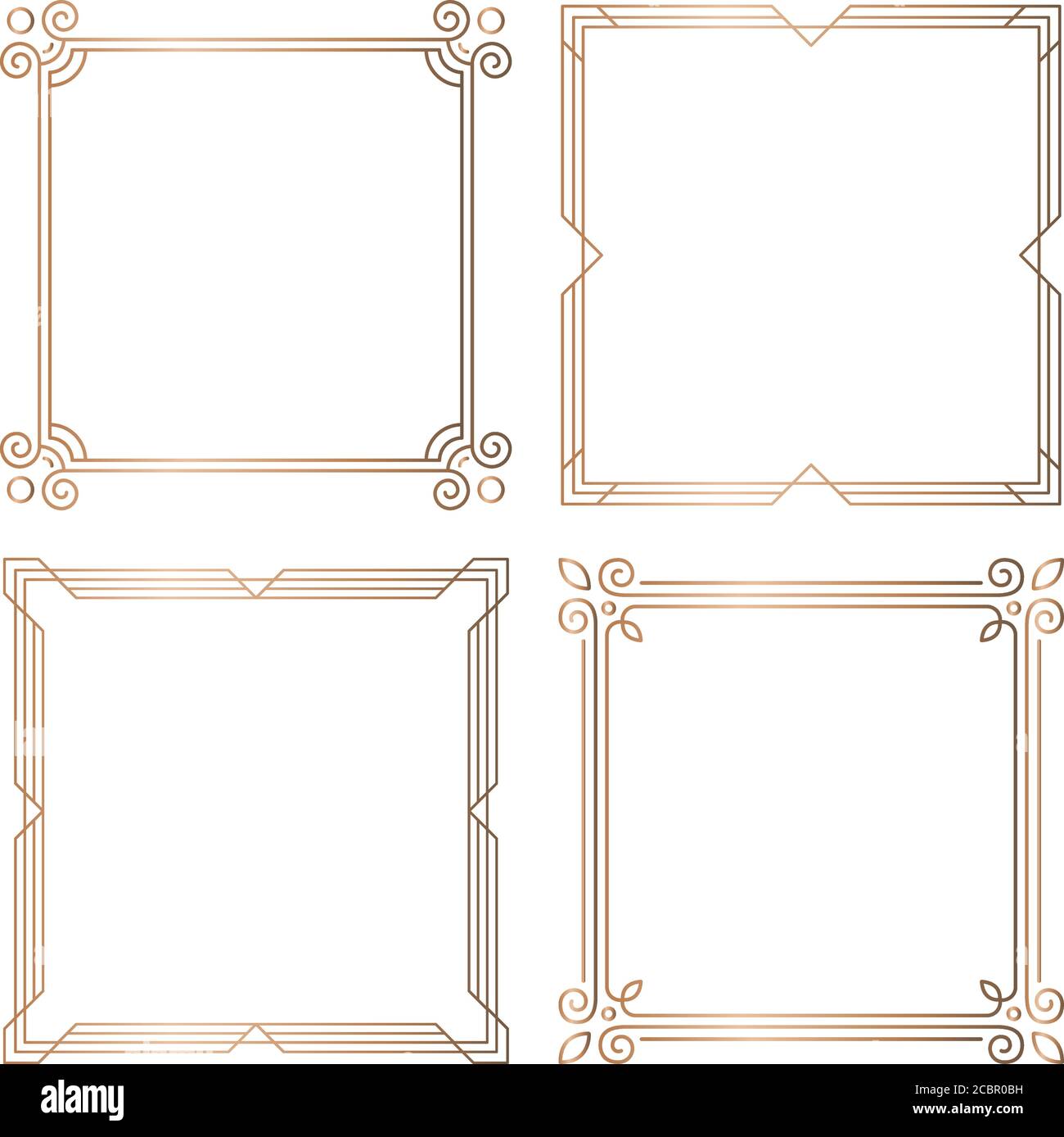Set of 4 geometric square frames in Art Deco style. Vector illustration ...