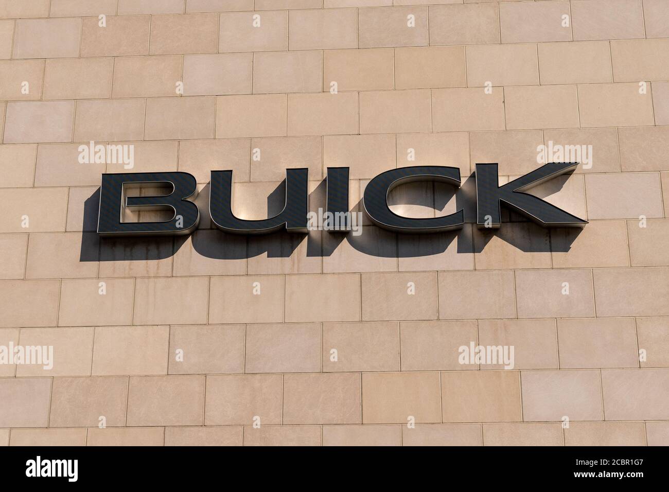 Buick company logo seen on one of their car dealerships showrooms Stock ...