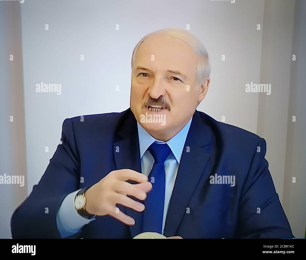 President of Belarus Alexander Lukashenko. Photo from the TV screen 08 ...