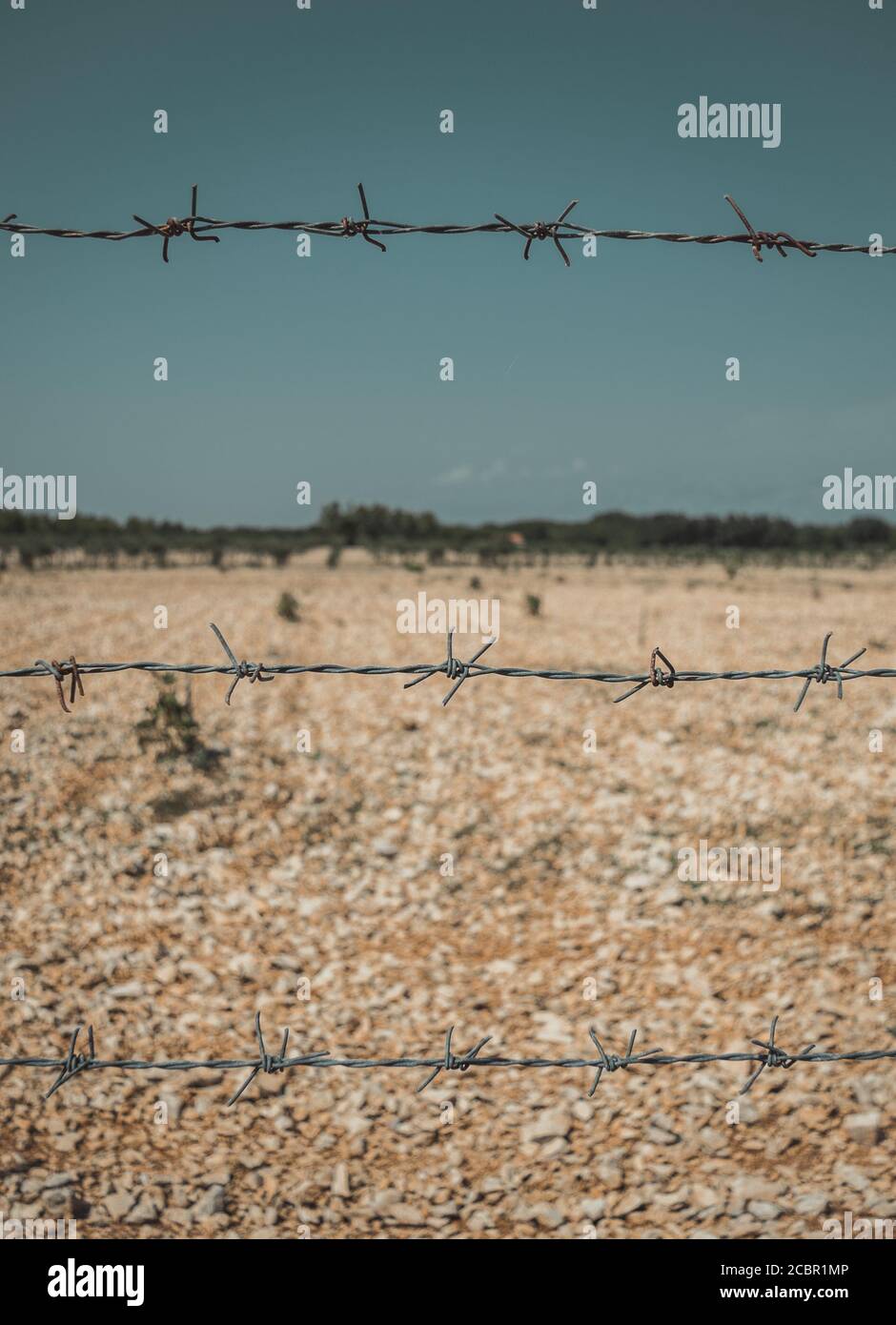 Lines of the sharp steel metal fence Stock Photo - Alamy