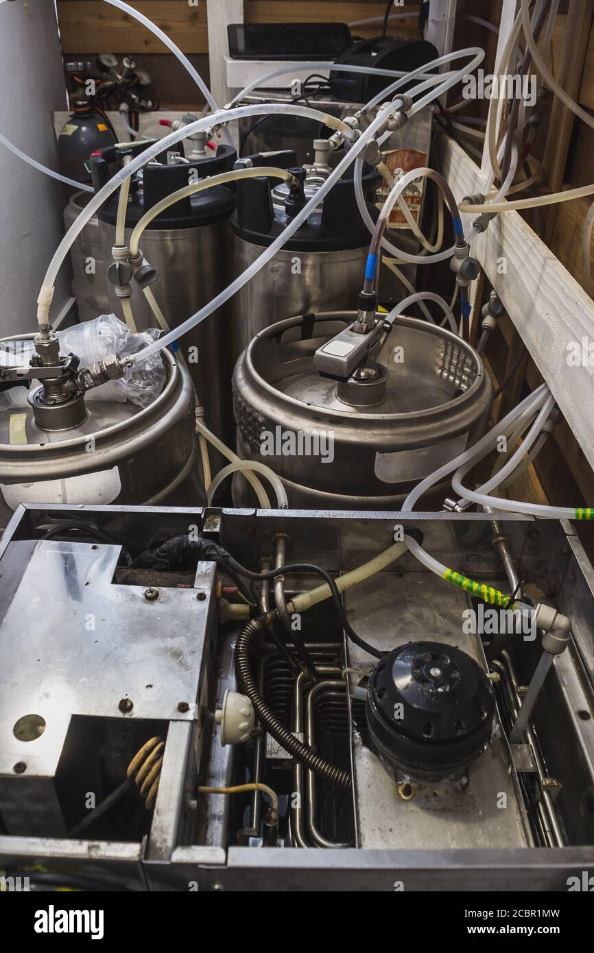 Steel beer kegs in the factory Stock Photo - Alamy