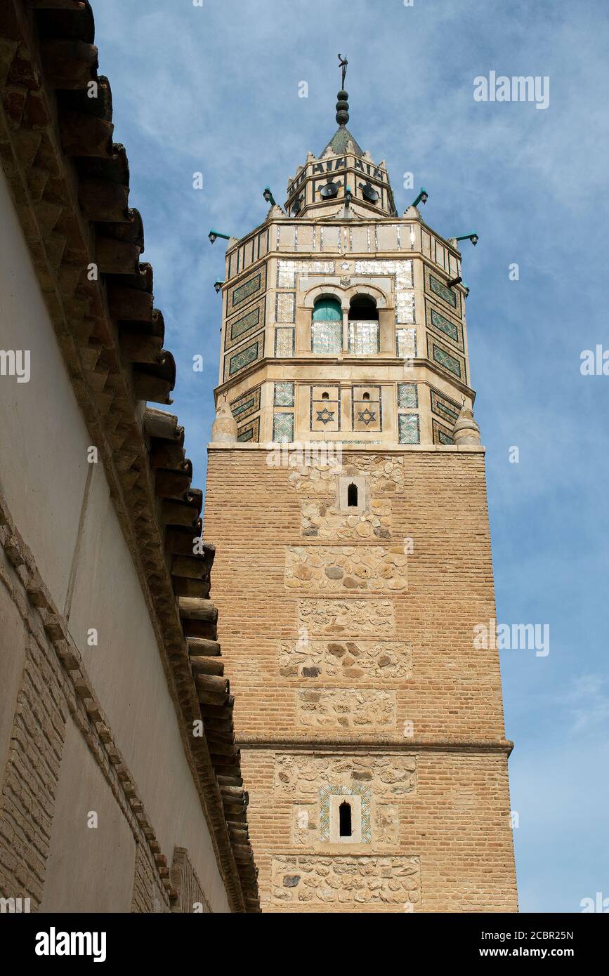 Testour Tunisia, view of brick and stone work on village minaret Stock ...