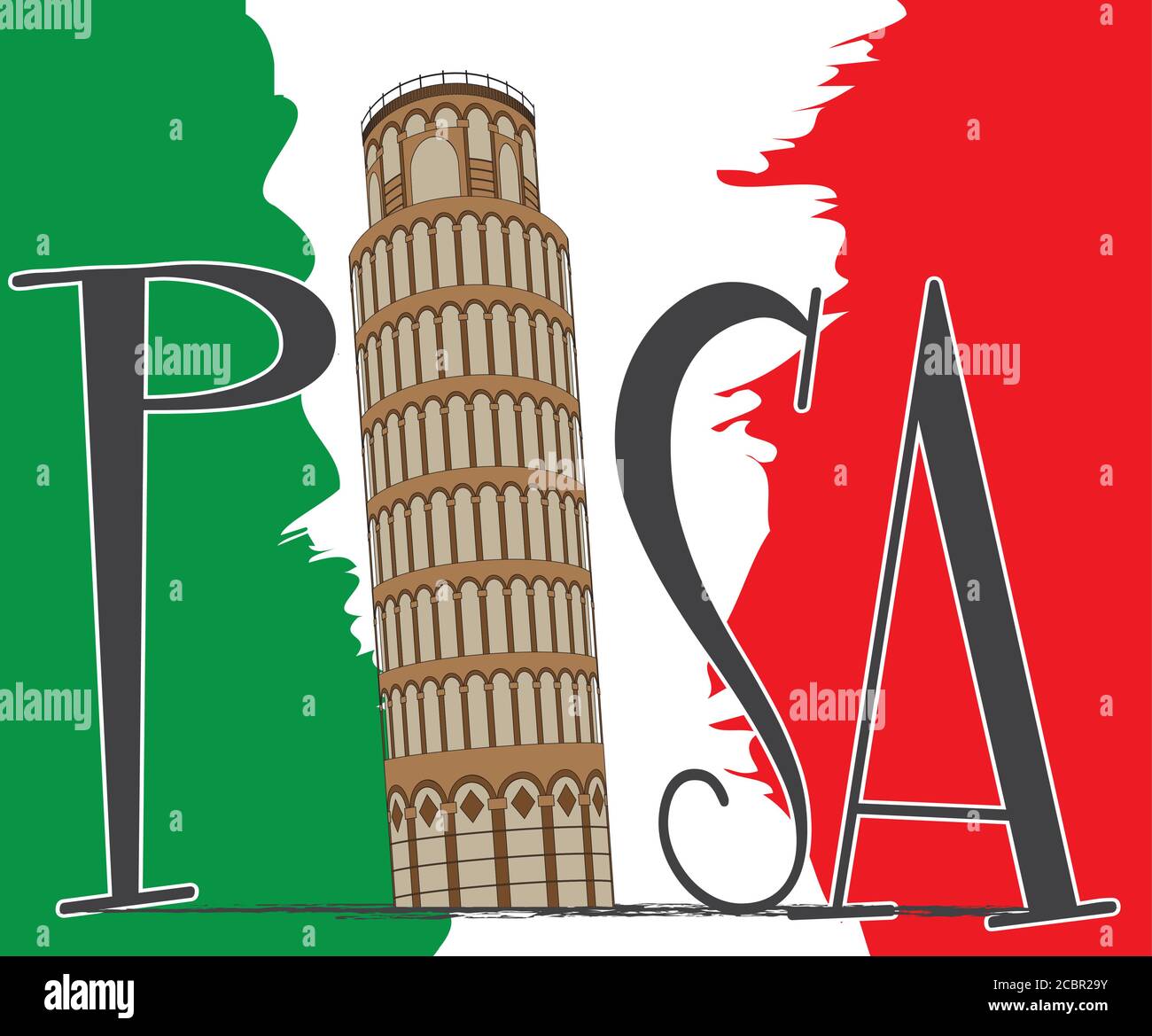tower of pisa over flag of italy and text of pisa Stock Vector Image ...