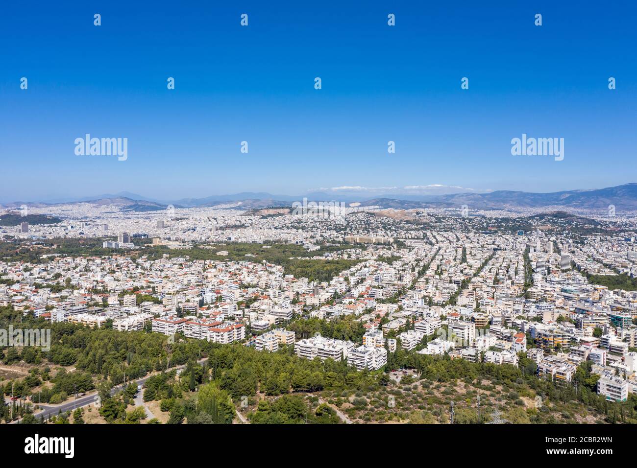 Aerial view of athens from hymettus mountain hi-res stock photography ...