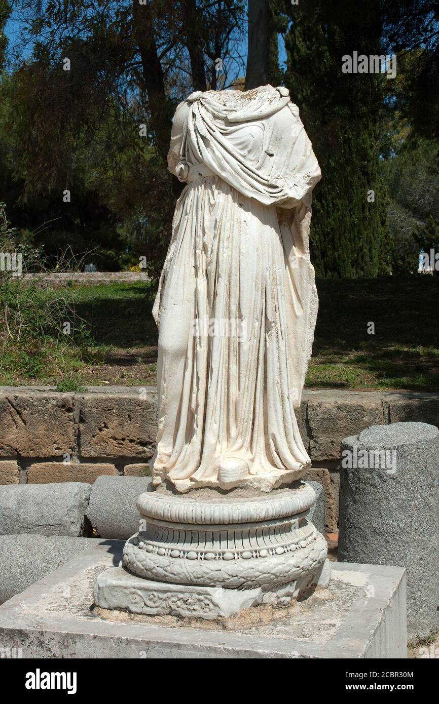 Carthage Tunisia, statue displayed outdoors in the roman ruins at Byrsa ...