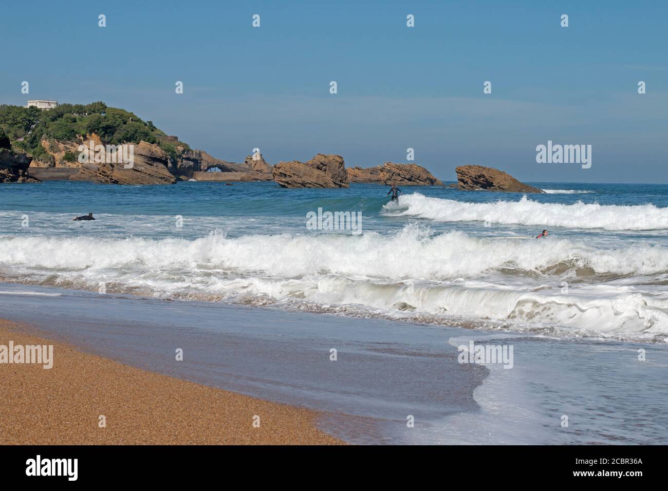 Biarritz France Jun 2017 17. Surfers ride the waves of the city’s world ...