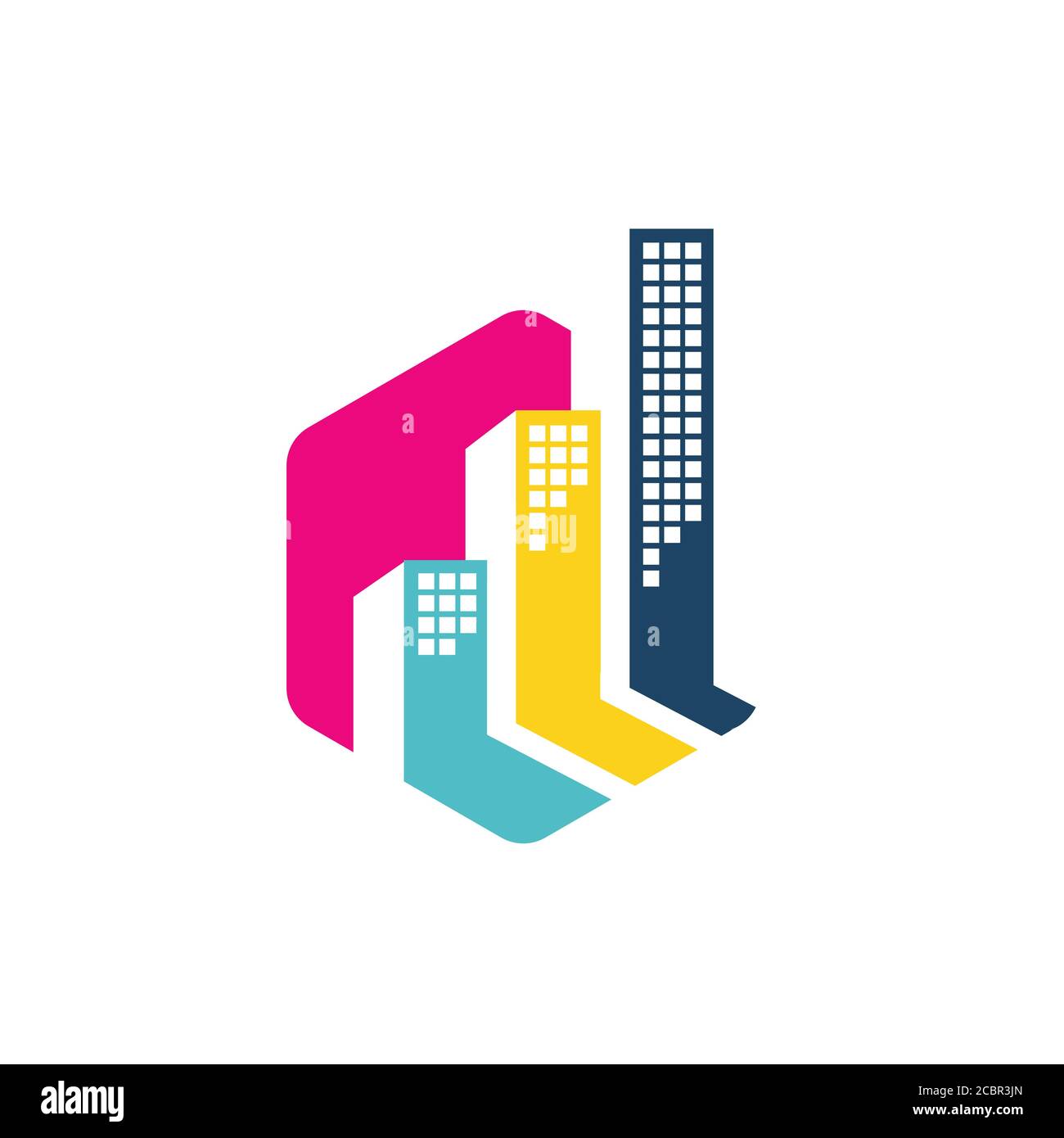 square colorful building logo design vector. symbol and icon of ...