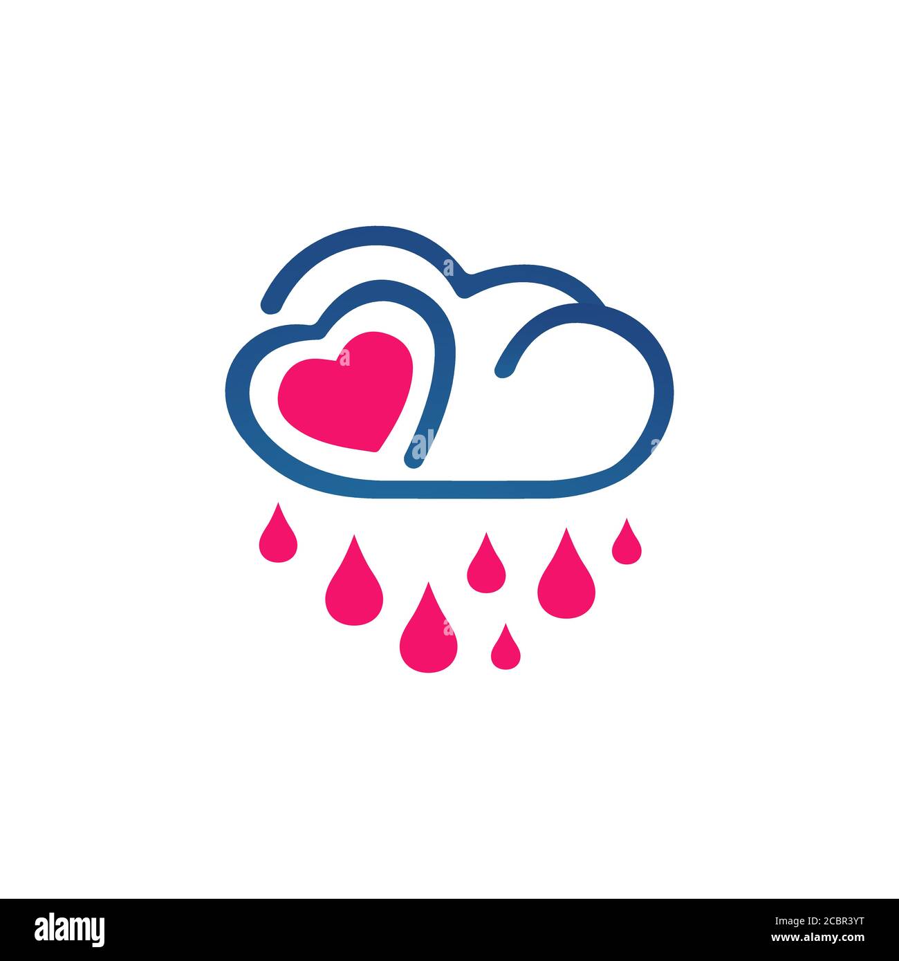 the rain of love logo vector illustration. cloud and love rain droplet ...