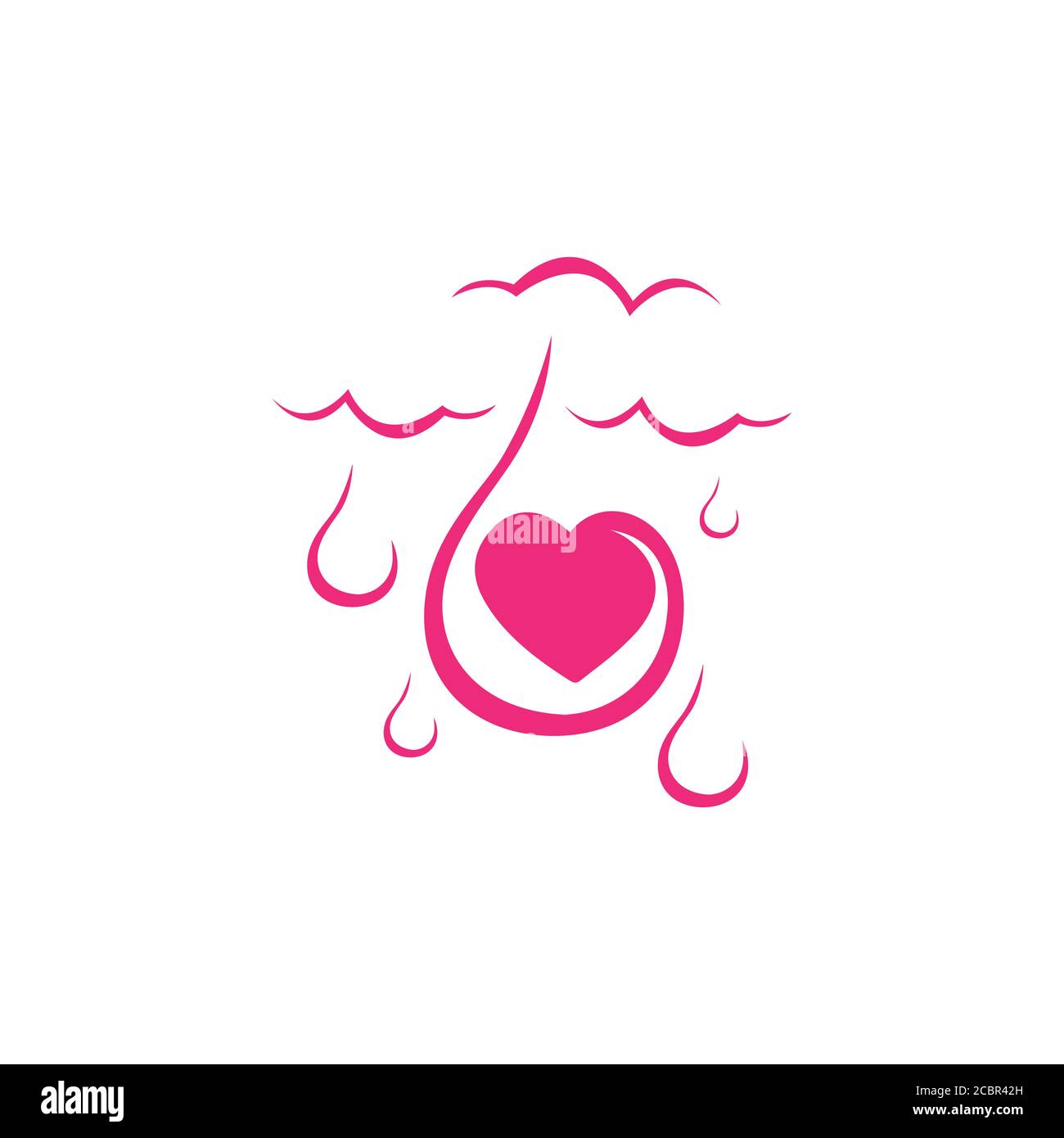 the rain of love logo vector illustration. cloud and love rain droplet ...
