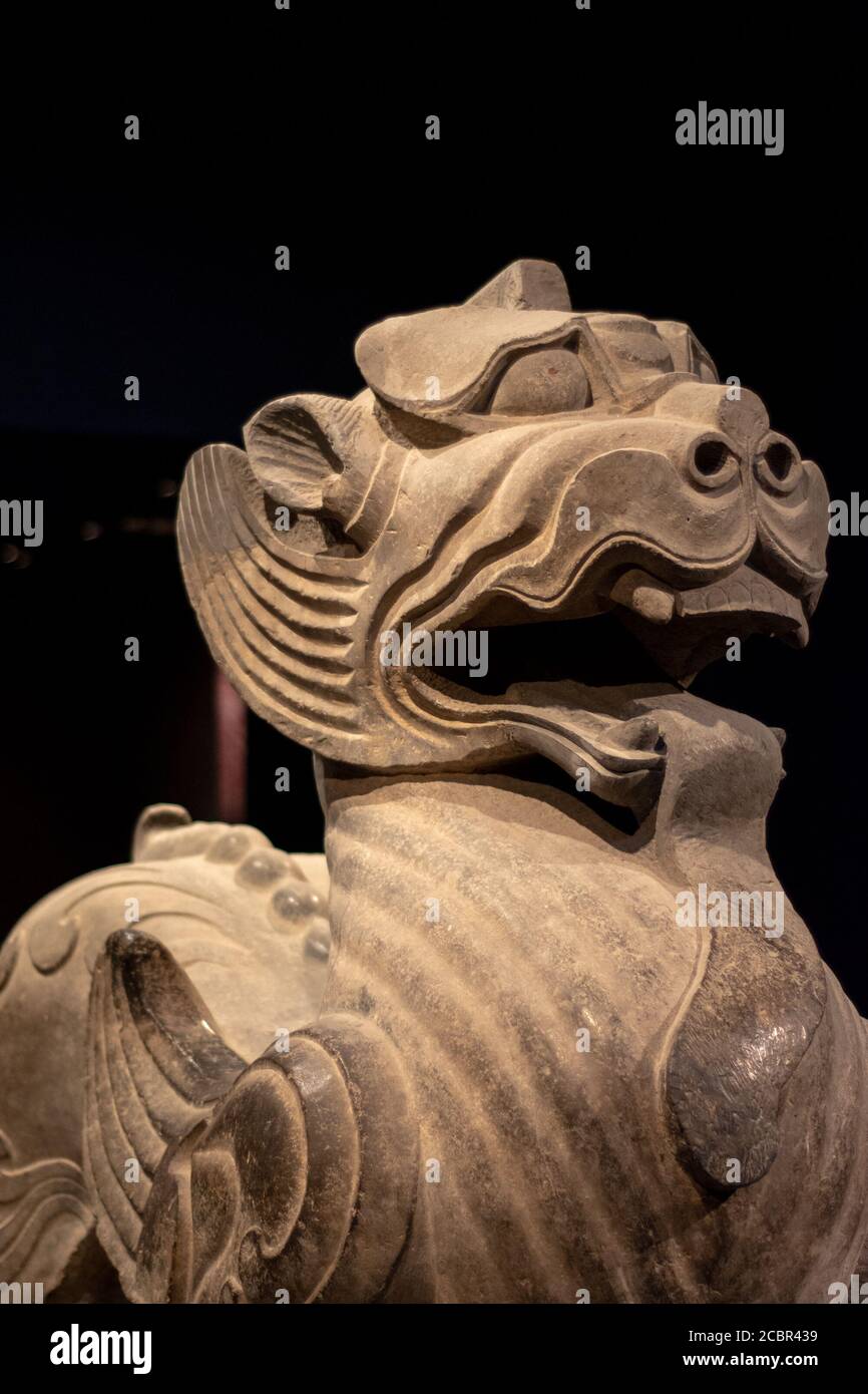 Luoyang, Henan Province / China - January 5, 2016: Stone statue of a ...