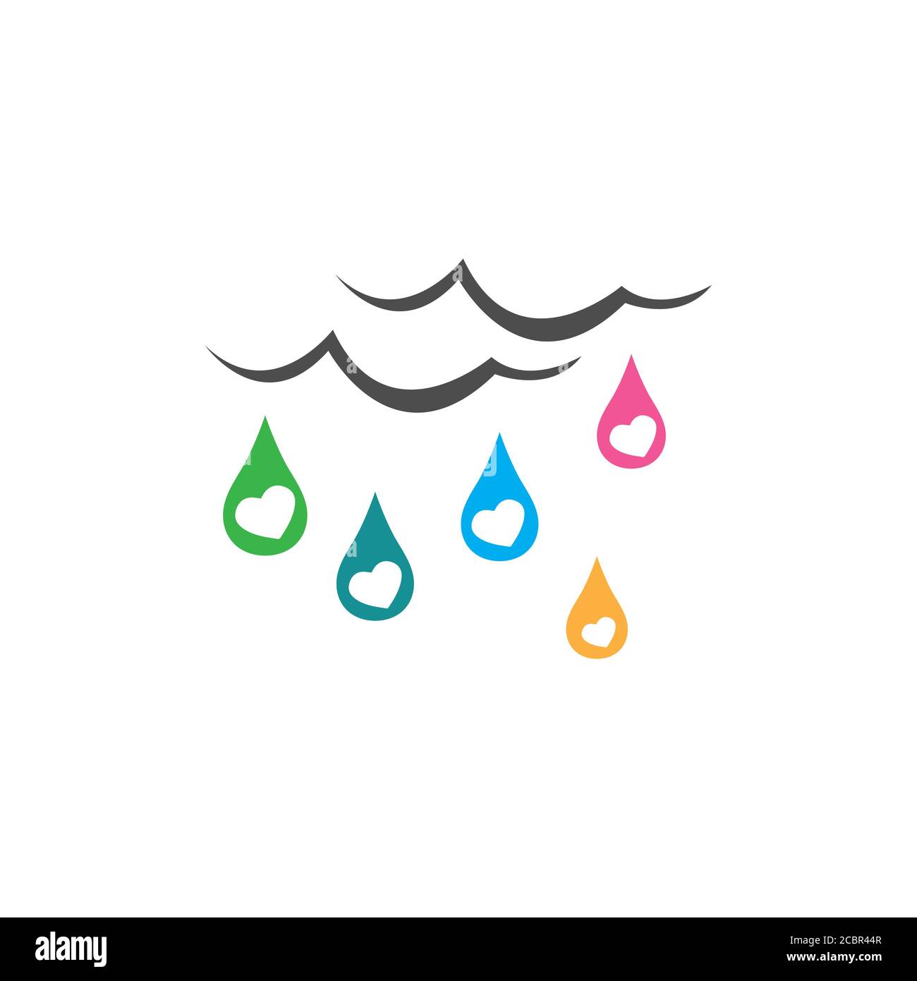 the rain of love logo vector illustration. cloud and love rain droplet ...