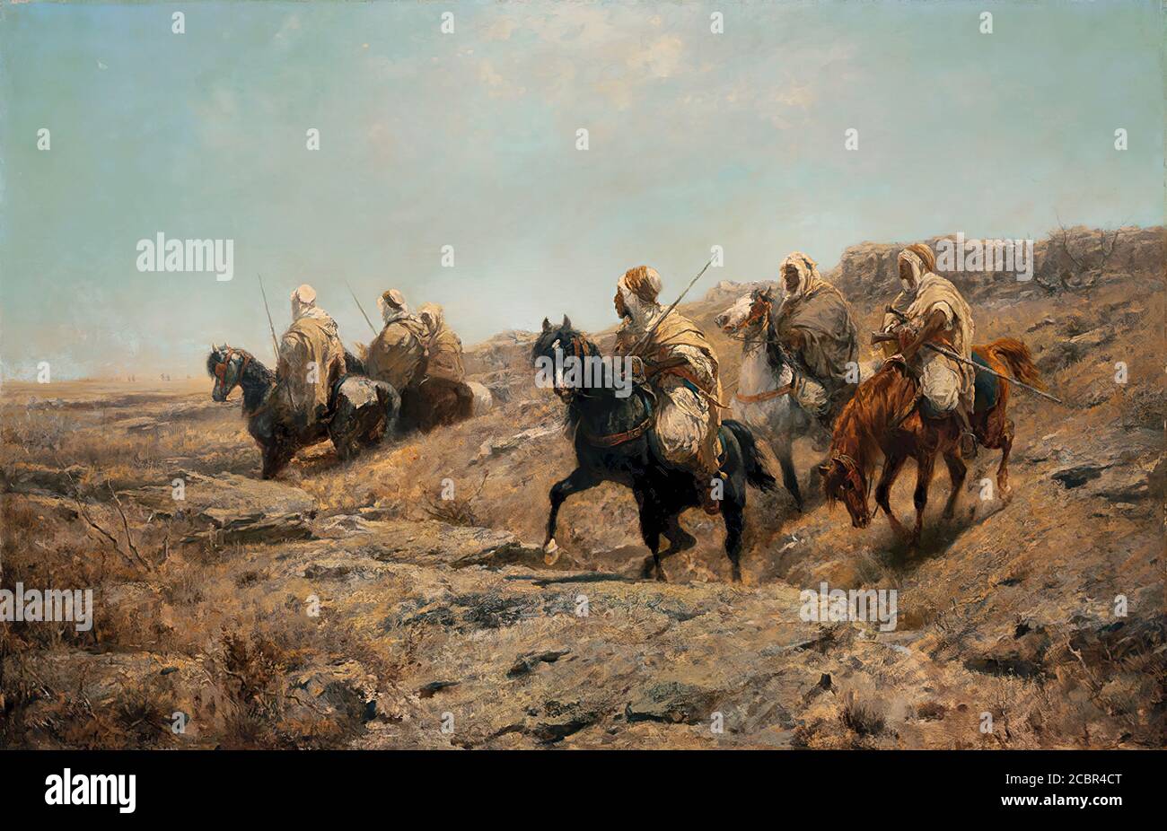 Schreyer Adolf - Arab Warriors on the Lookout - German School - 19th ...